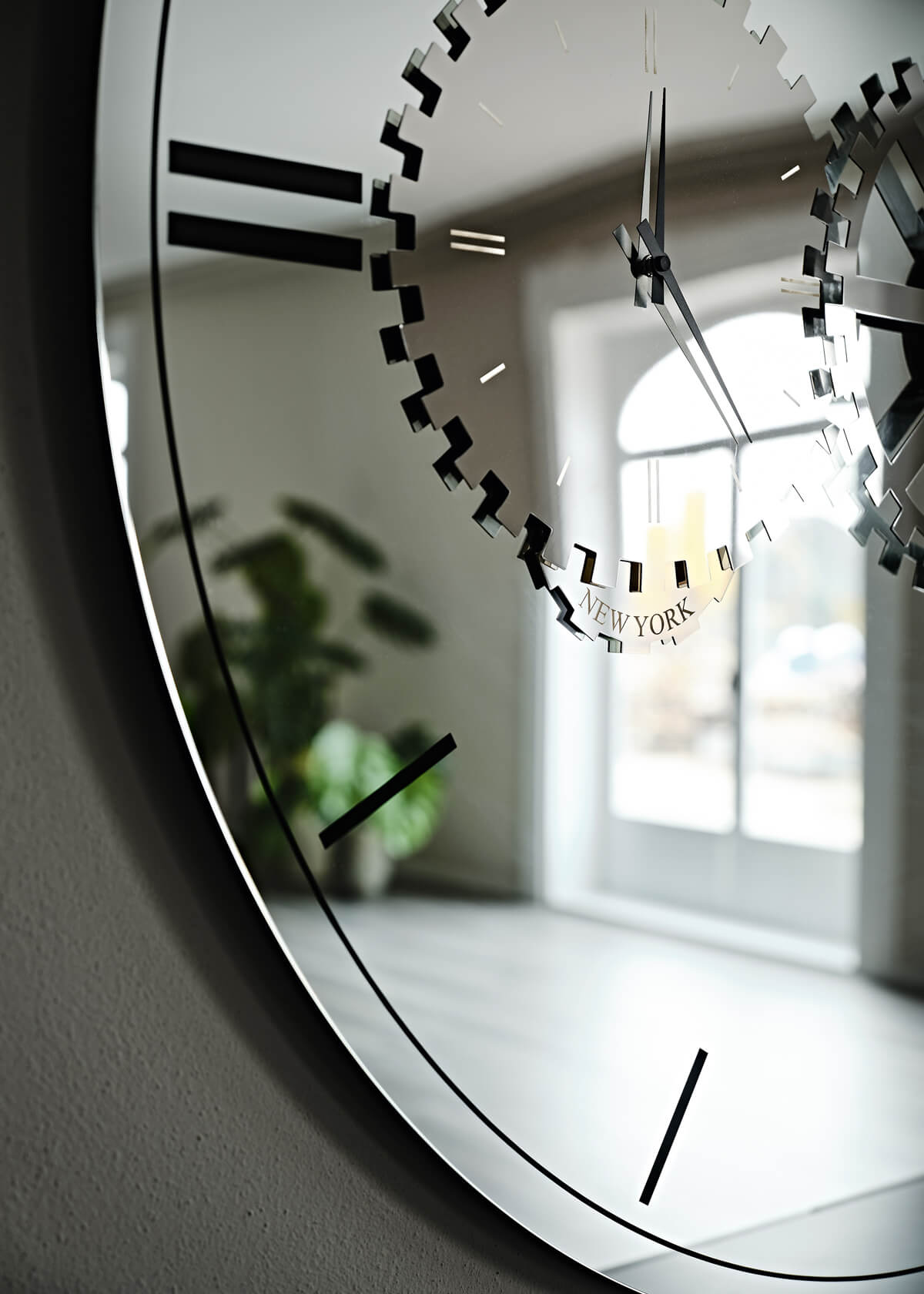 Contemporary Italian Designer Times Mirror/Clock - Italian Designer ...