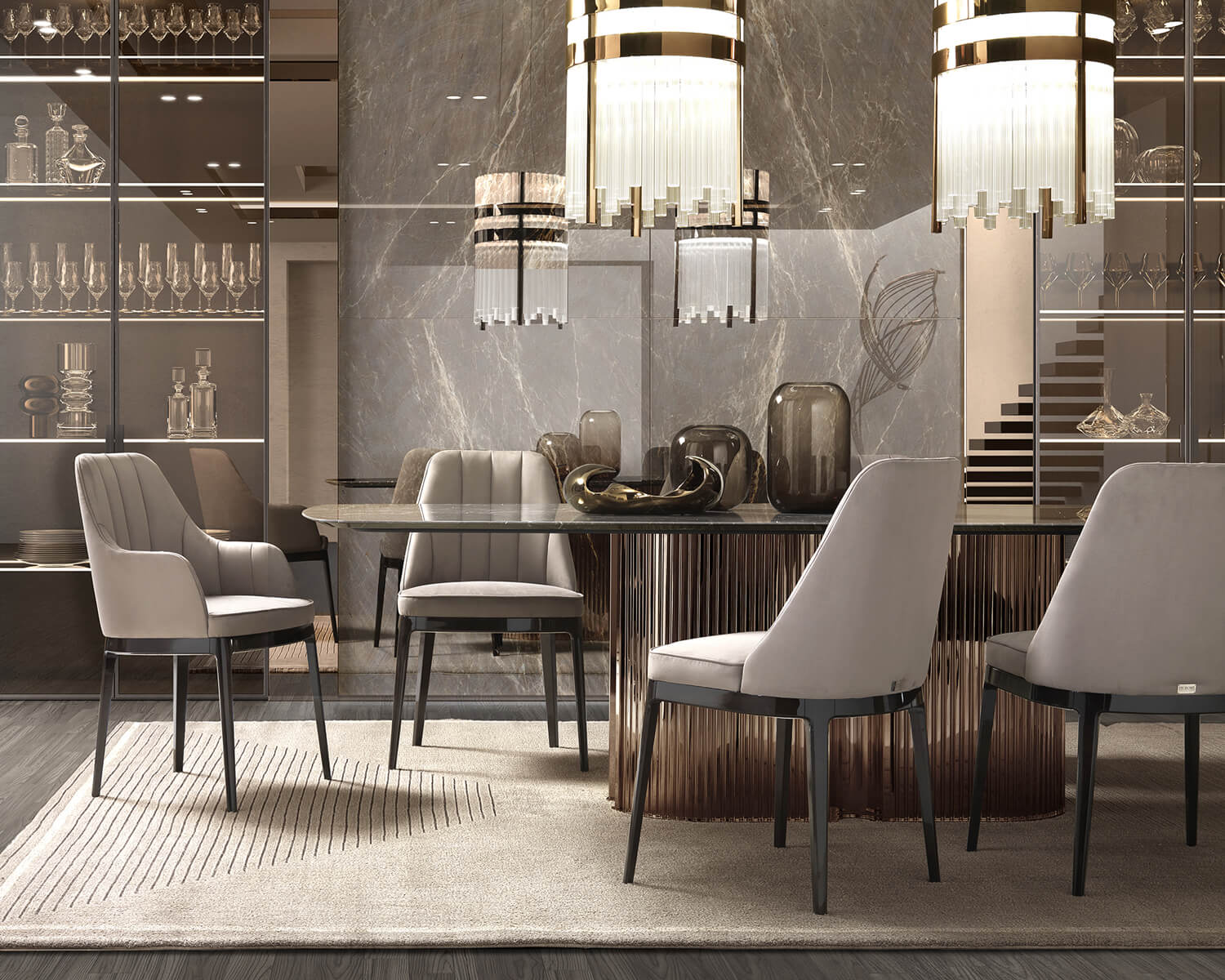 Elegant Elite Round Suspension Lamp - Italian Designer Luxury Lighting ...